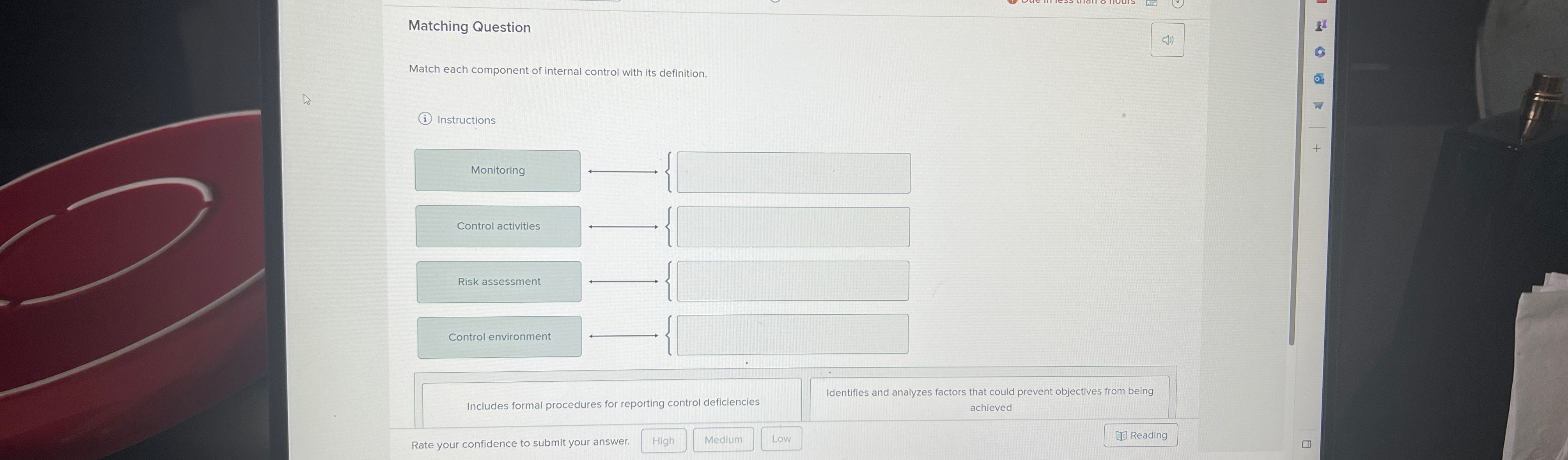 Matching QuestionMatch each component of internal | Chegg.com