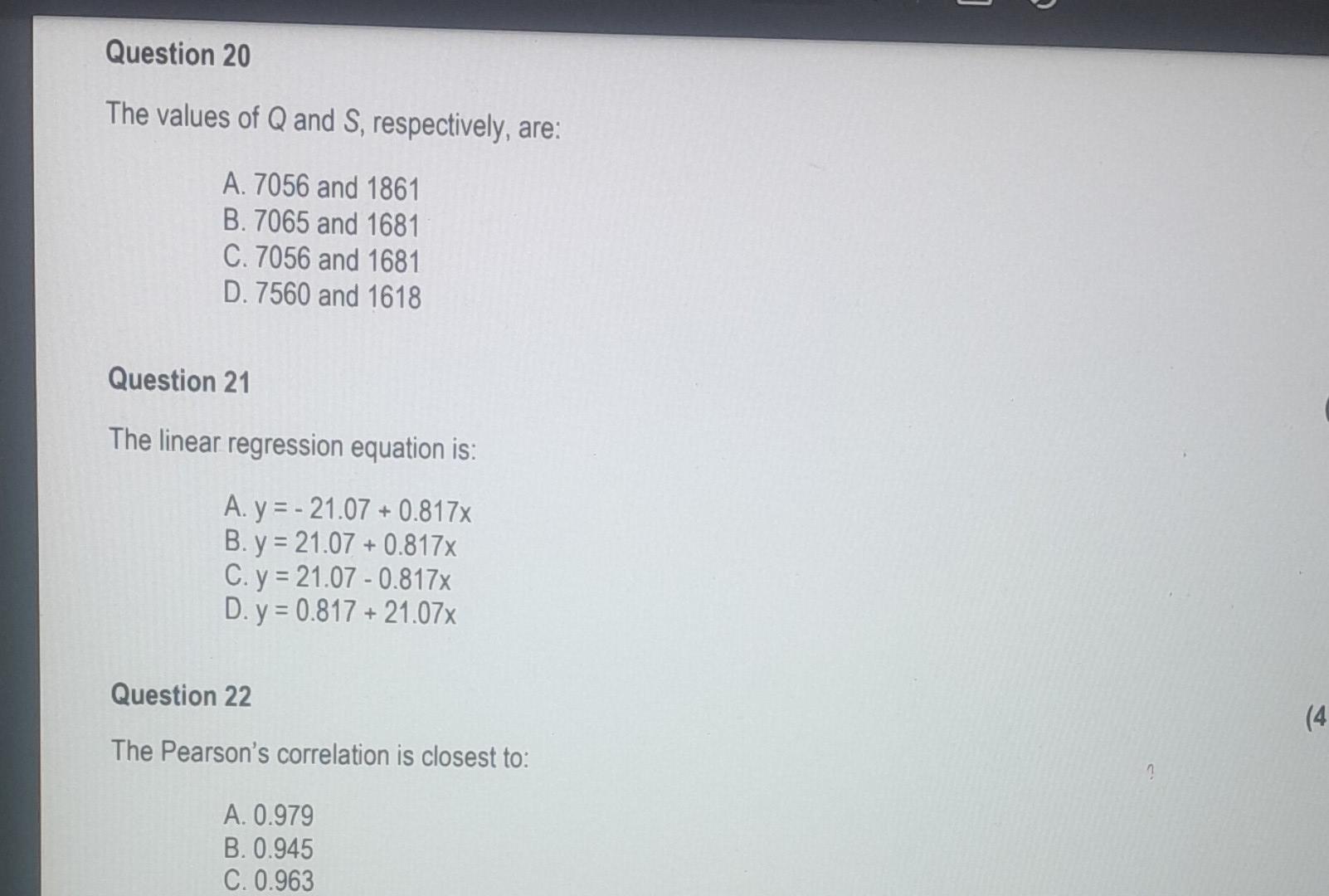 Solved Questions 19−23 refer to the problem below. The | Chegg.com