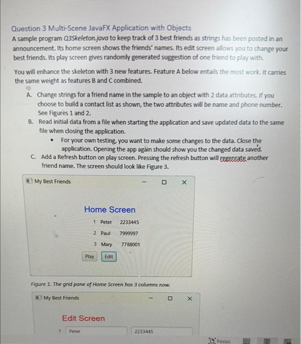 Solved Question 3 Multi-Scene JavaFX Application with | Chegg.com