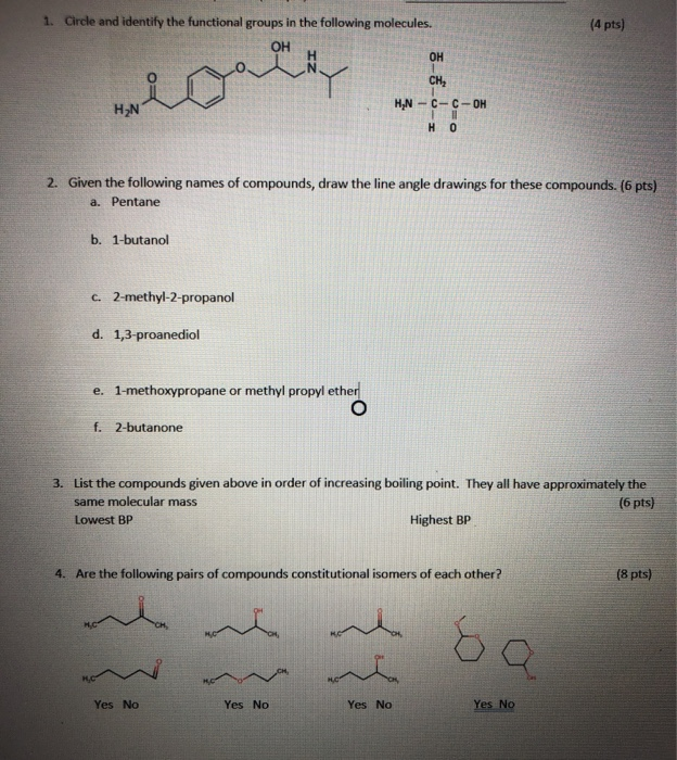 Solved 1. Circle and identify the functional groups in the | Chegg.com