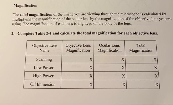 Solved Magnification The total magnification of the image | Chegg.com Solved Magnification The total magnification of the image | Chegg.com