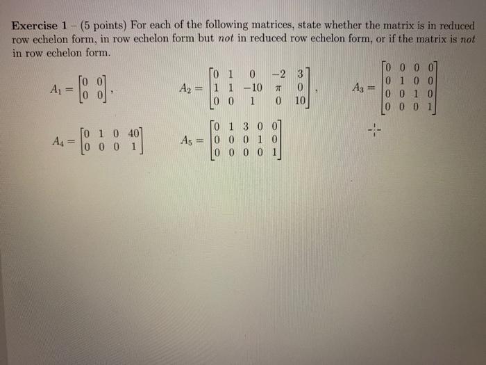 Solved Exercise 1 - (5 points) For each of the following | Chegg.com