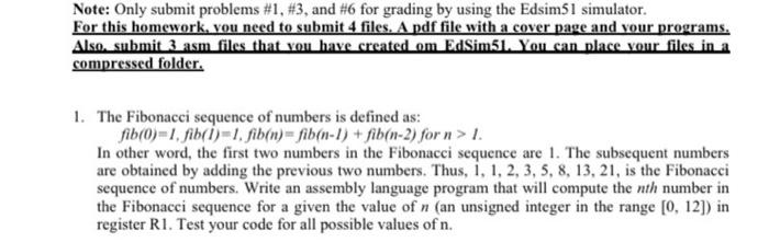 Solved Note: Only submit problems #1, #3, and #6 for grading | Chegg.com