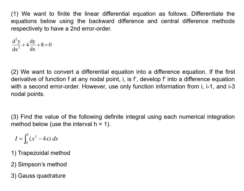 Solved (1) ﻿We want to finite the linear differential | Chegg.com