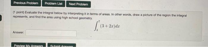 Solved Previous Problem Probler List Next Problem (1 point) | Chegg.com