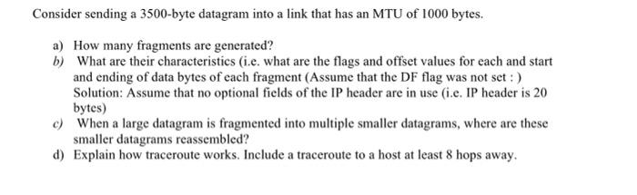 Solved Consider sending a 3500 -byte datagram into a link | Chegg.com