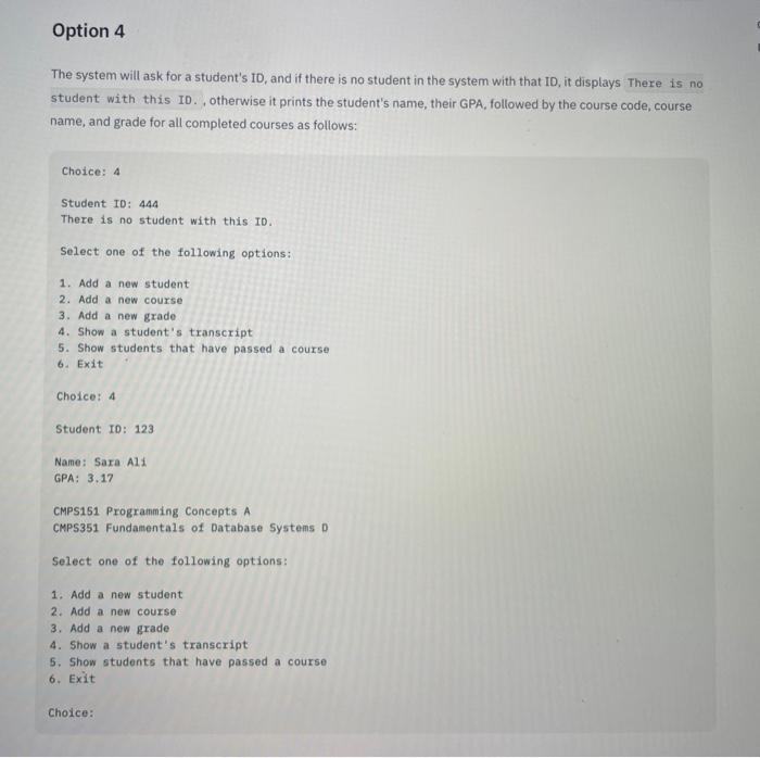Solved i just need help with gpa calculator function, option | Chegg.com
