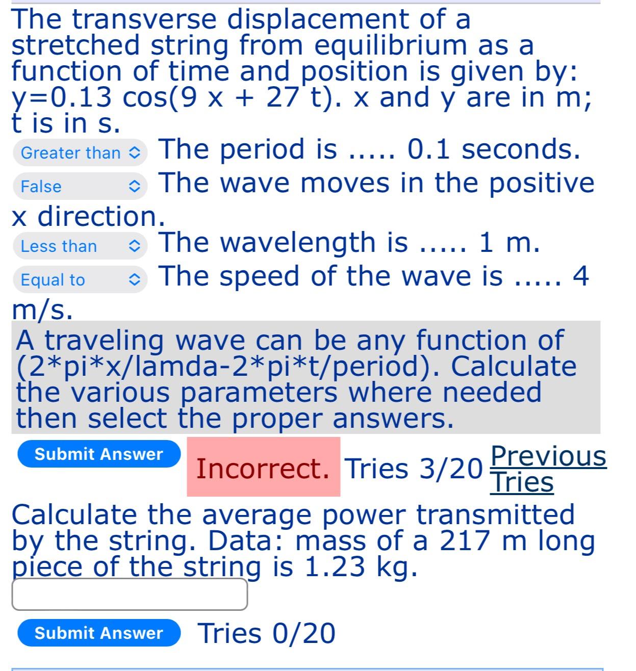 Solved The transverse displacement of a stretched string | Chegg.com