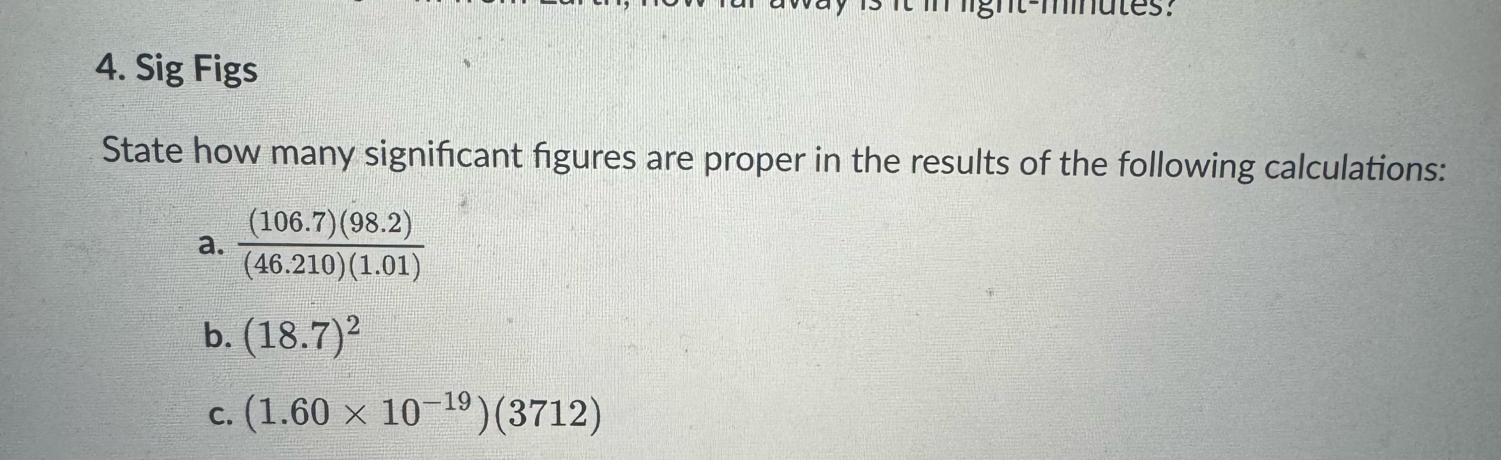 Solved Sig FigsState how many significant figures are proper | Chegg.com