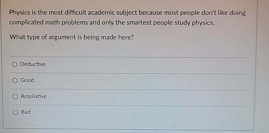 Solved Physics is the most difficult academic subject | Chegg.com