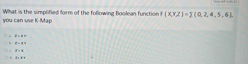 Solved What is the simplified form of the following Boolean | Chegg.com