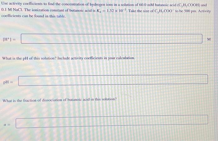 Solved Use activity coefficients to find the concentration | Chegg.com