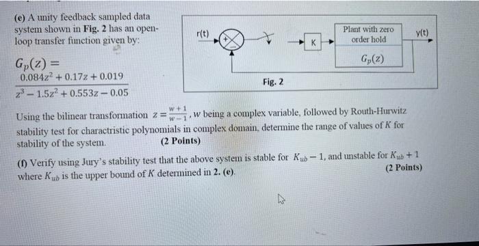 Solved (e) A unity feedback sampled data system shown in | Chegg.com