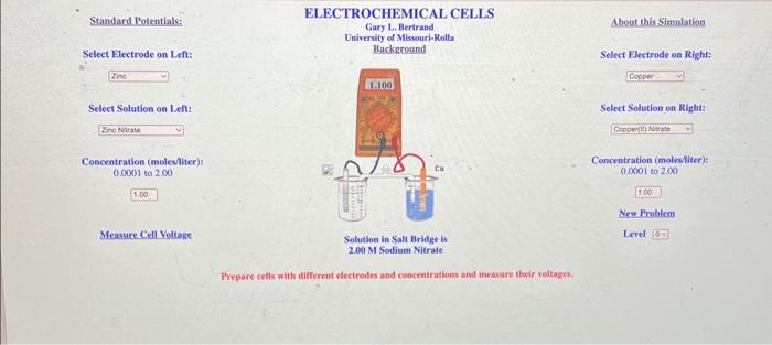 Solved Standard Potentials: Select Electrode on L.eft: | Chegg.com