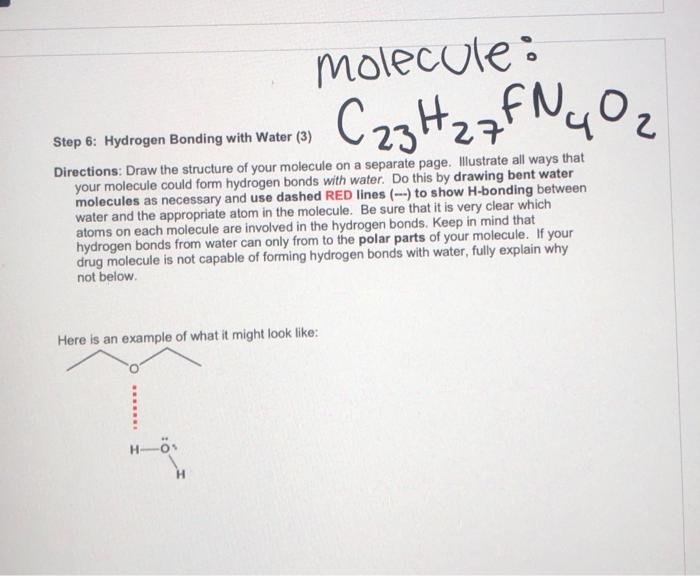 Solved molecule: C 23 H ₂7 FN 40₂ Step 6: Hydrogen Bonding | Chegg.com