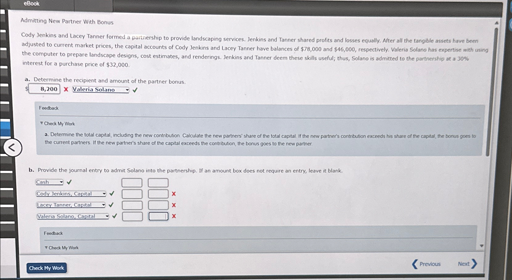 Solved eBookAdmitting New Partner With Bonus interest for a | Chegg.com