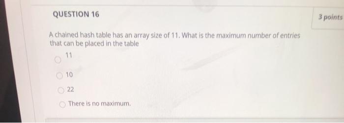 Solved Question 16 3 Points A Chained Hash Table Has An 