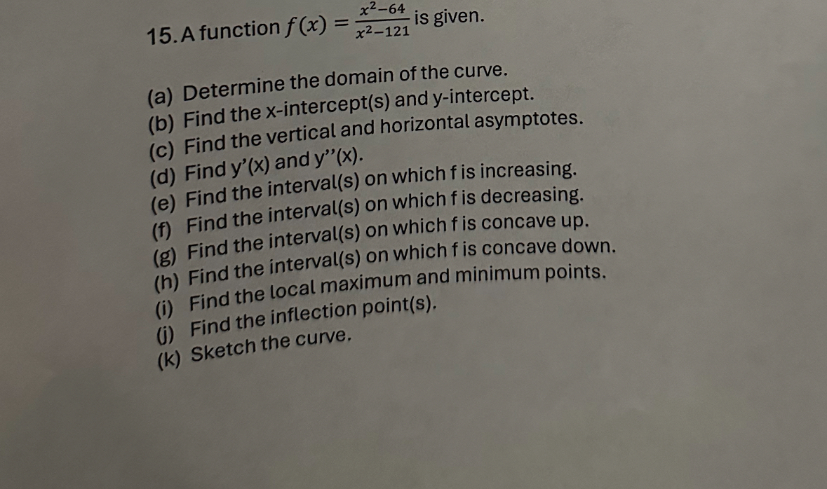 Solved A function f(x)=x2-64x2-121 ﻿is given.(a) ﻿Determine | Chegg.com