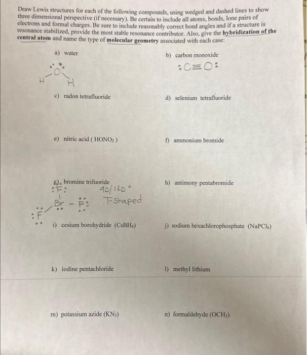 Solved Draw Lewis structures for each of the following | Chegg.com