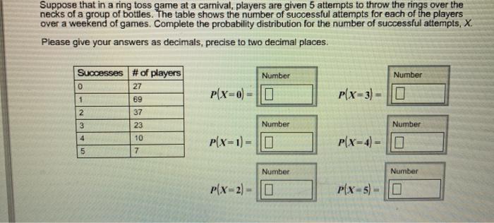 Solved Suppose that in a ring toss game at a carnival, | Chegg.com