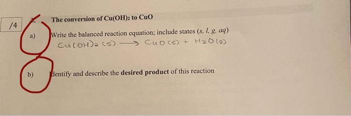 Solved The formation of Cu(OH)2 Write the balanced reaction | Chegg.com
