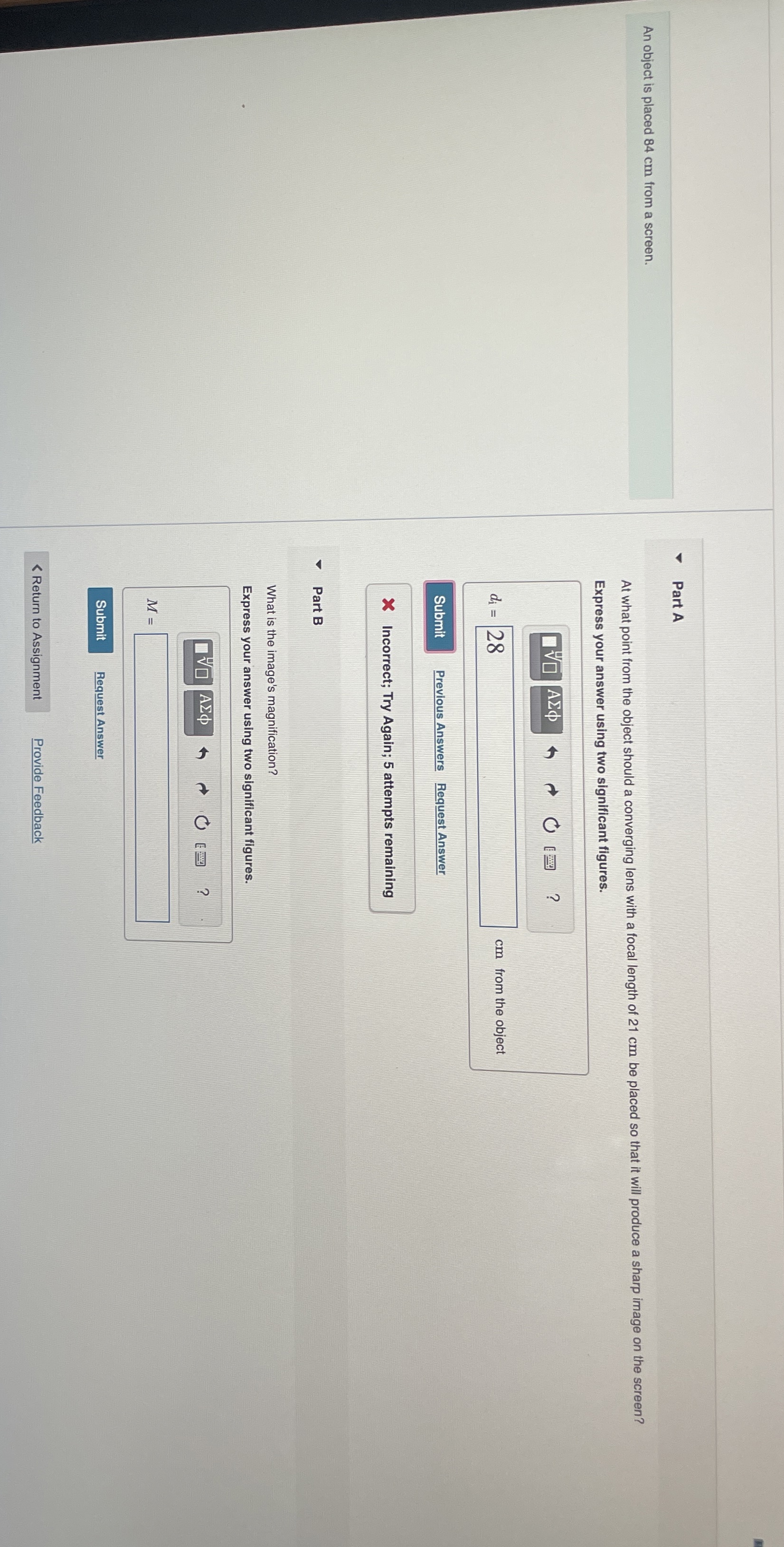 Solved An object is placed 84 ﻿cm from a screen.Part AAt | Chegg.com