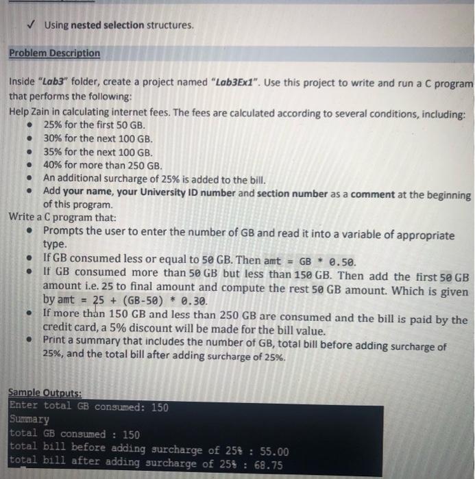 Solved Using Nested Selection Structures Problem 
