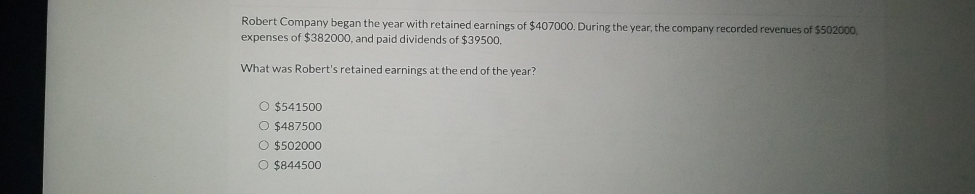 Solved Robert Company began the year with retained earnings | Chegg.com