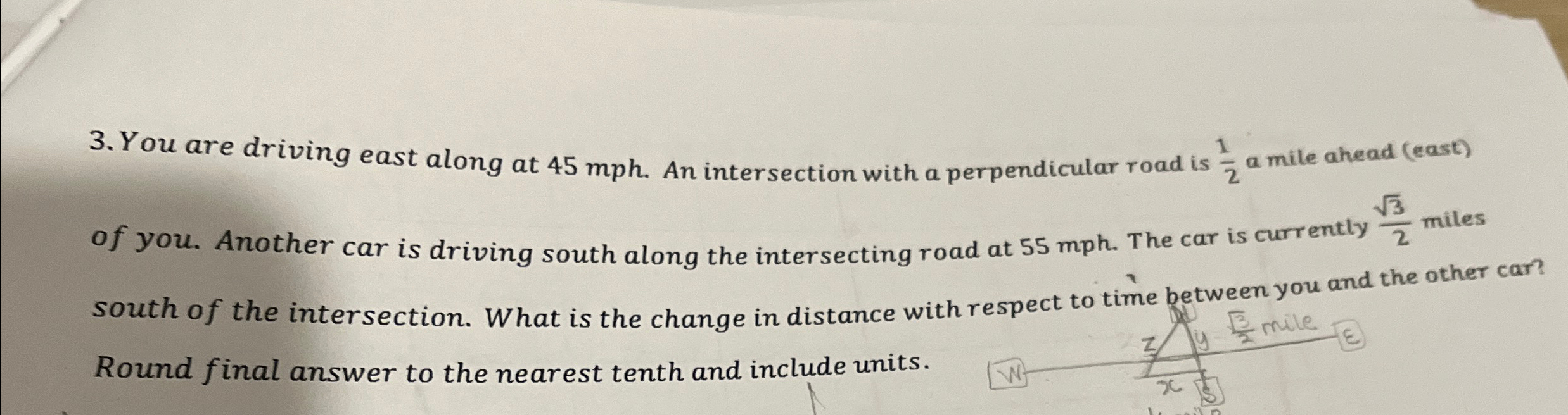 Solved You are driving east along at 45mph. ﻿An intersection | Chegg.com