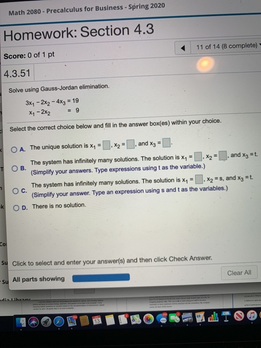 Solved Math 2080 - Precalculus for Business - Spring 2020 | Chegg.com