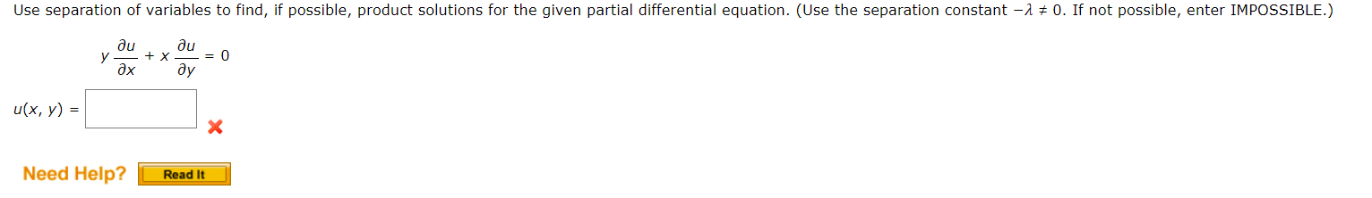 Use separation of variables to find, if possible, | Chegg.com