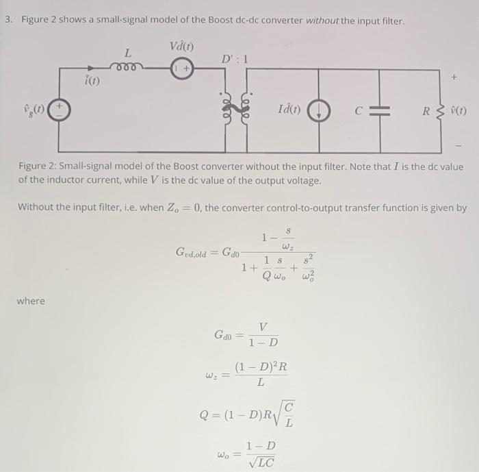Solved 3. Figure 2 shows a small-signal model of the Boost | Chegg.com