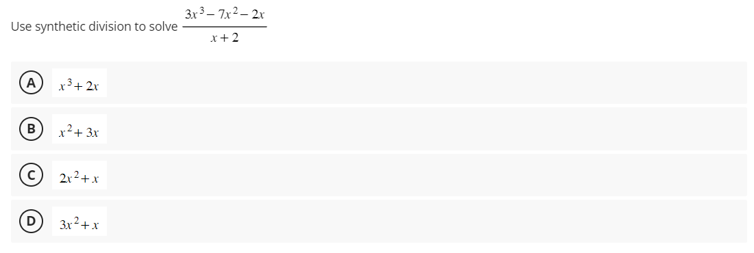 Solved Use synthetic division to solve ﻿fraction numerator | Chegg.com