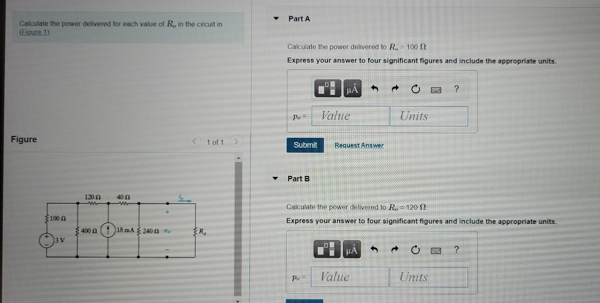 Solved Part A Calculate the power delivered for each value | Chegg.com