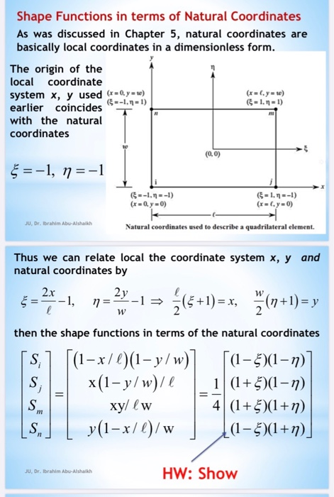 Solved Shape Functions in terms of Natural Coordinates As | Chegg.com