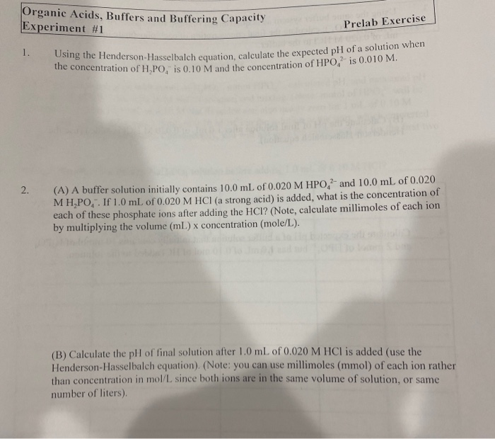 Solved Organic Acids, Buffers and Buffering Capacity | Chegg.com