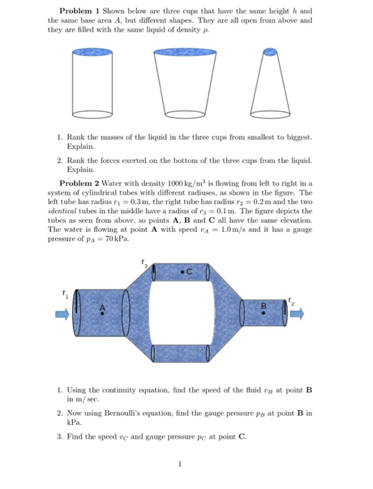 Solved Problem 1 Shown below are three cups that have the | Chegg.com