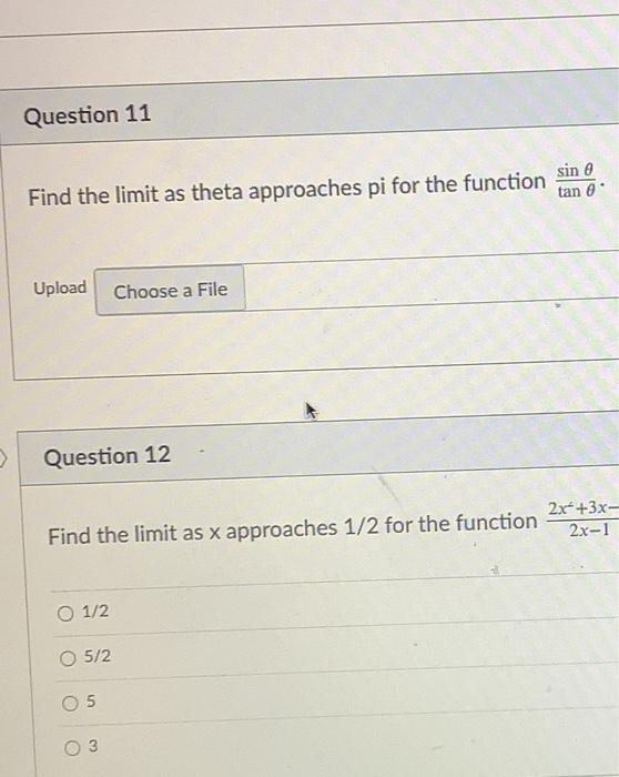 Solved find the limit as theta approaches pi for the | Chegg.com