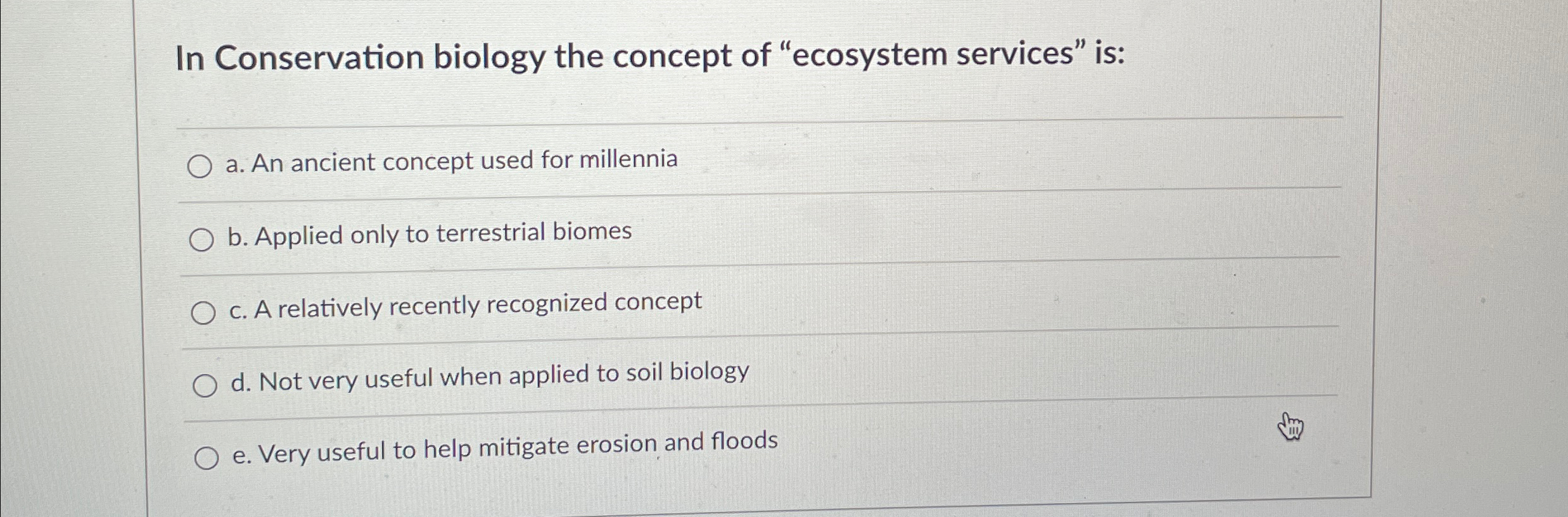 Solved In Conservation biology the concept of "ecosystem | Chegg.com