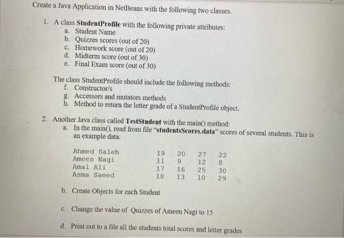 Solved Create a Java Application in NetBeans with the | Chegg.com