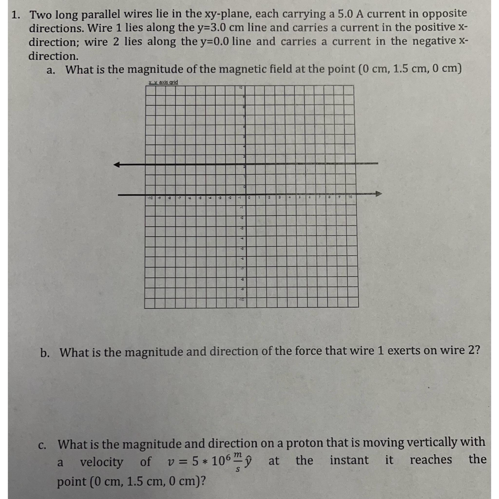 Solved Two long parallel wires lie in the xy-plane, each | Chegg.com