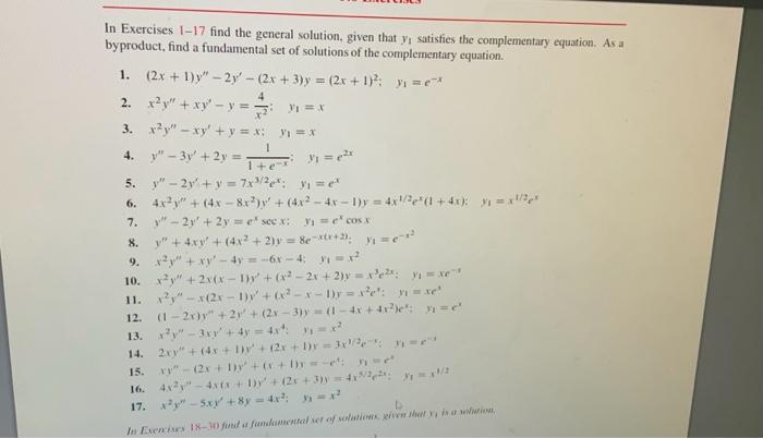 Solved In Exercises 1-17 find the general solution, given | Chegg.com