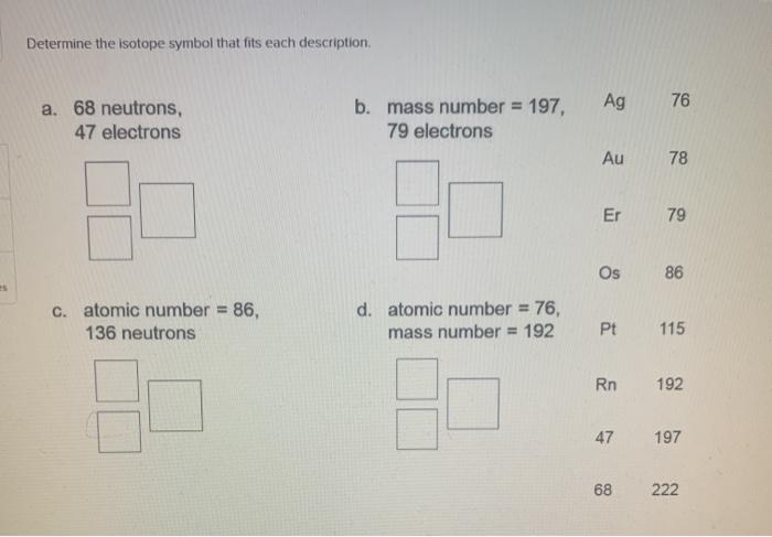 Solved Determine the isotope symbol that fits each | Chegg.com