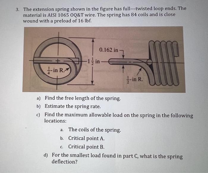 Solved The extension spring shown in the figure has | Chegg.com