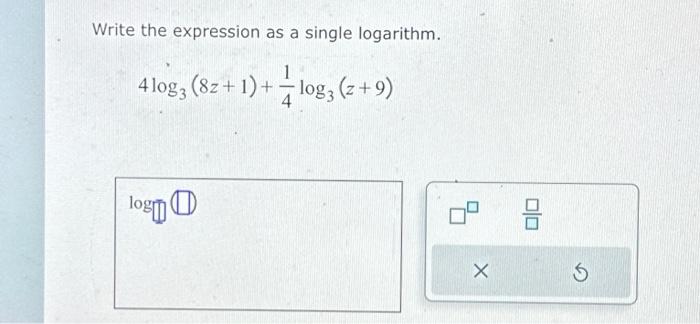 Solved Write the expression as a single logarithm. | Chegg.com