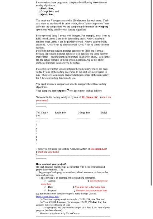 Solved Please write a Java program to compare the following | Chegg.com