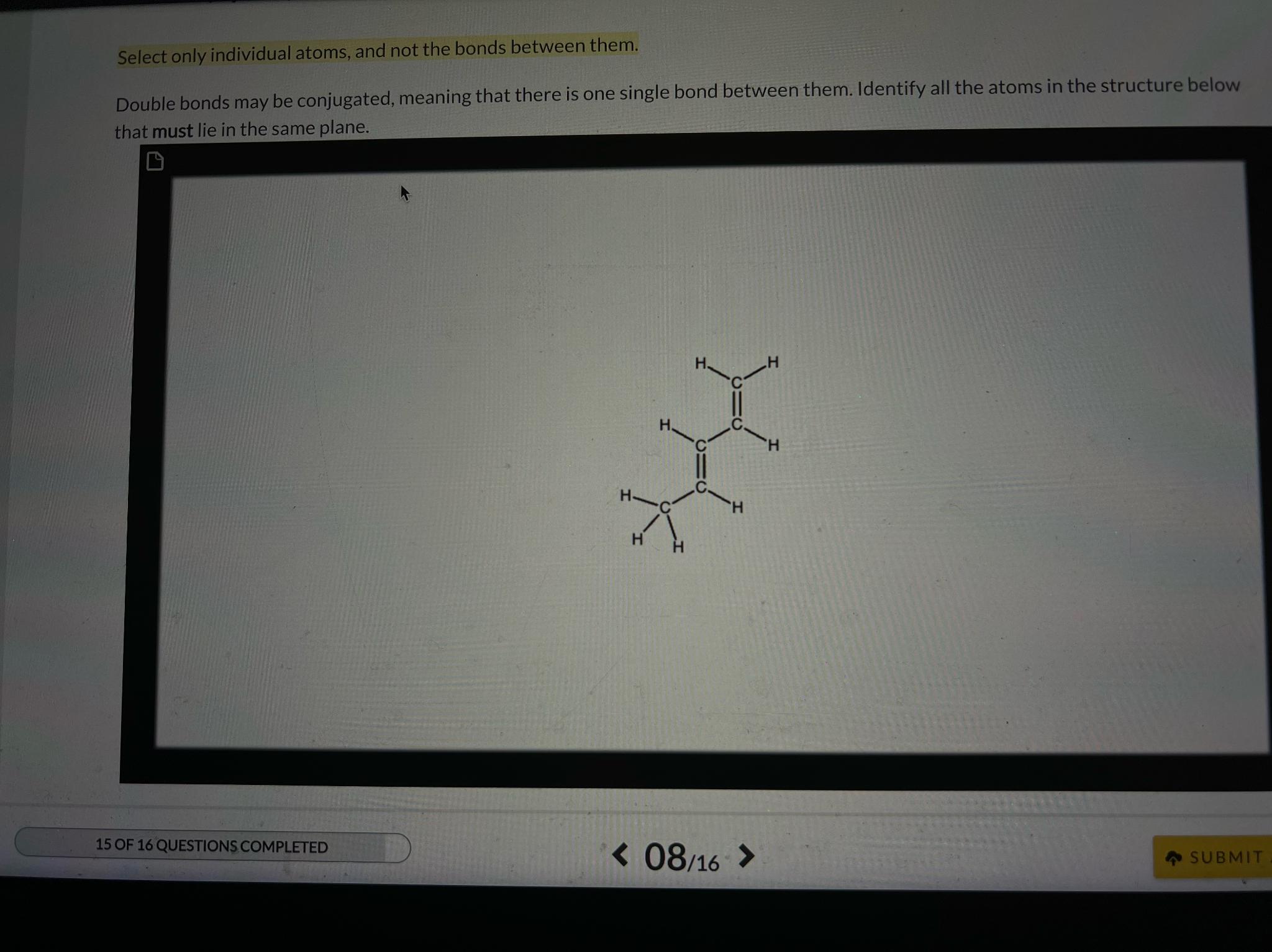 Solved Select only individual atoms, and not the bonds | Chegg.com