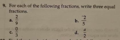 Solved For each of the following fractions, write three | Chegg.com