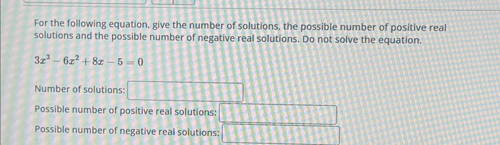 Solved For the following equation, give the number of | Chegg.com