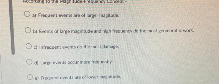Solved According to the Magnitude-Frequency Concept - a) | Chegg.com